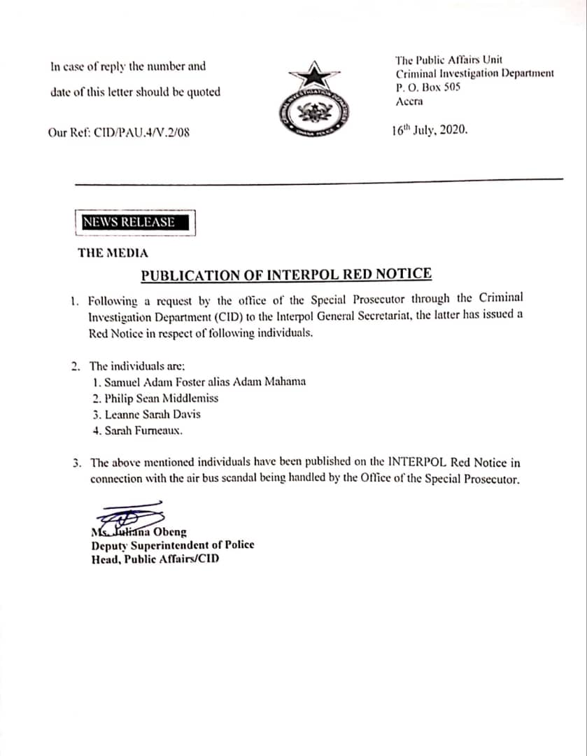 Ghana Police confirms Interpol's arrest warrant for Samuel Adam Mahama ...